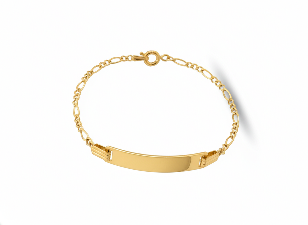 Figaro Baby ID with Heart Bracelet in 10K Yellow Gold – LeoDaniels