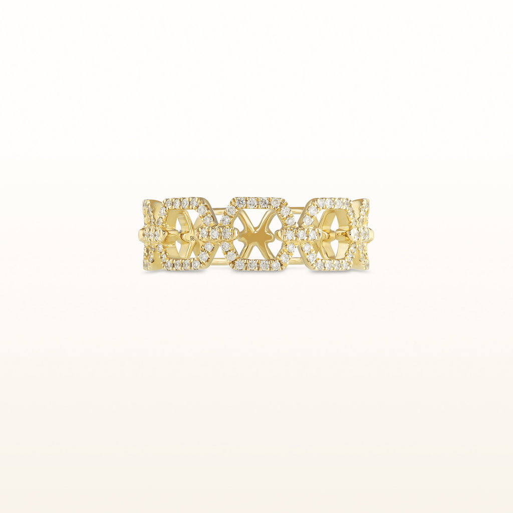 Hexagon Link Diamond Ring in 14kt Yellow or White Gold – LeoDaniels