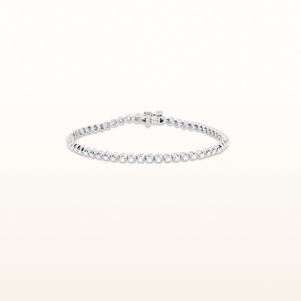 Solid Nugget Diamond Tennis Bracelet in 14k White Gold – LeoDaniels